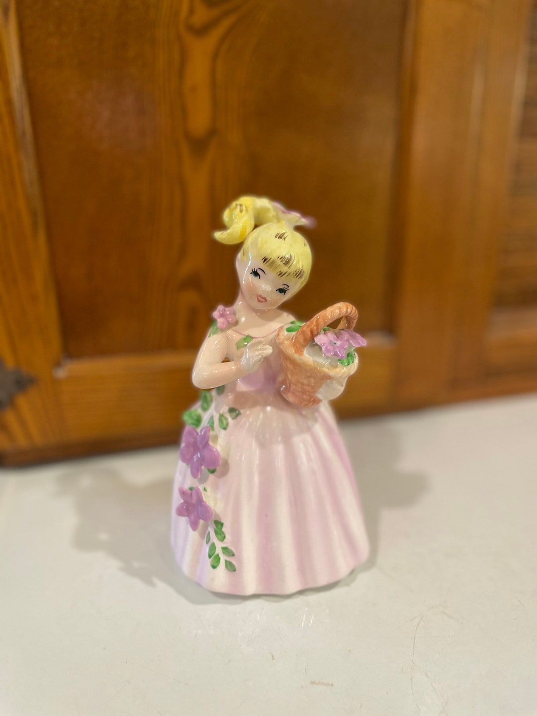 Vintage Pink Girl Figurine Planter With Blonde Ponytail Lefton or Josef ...