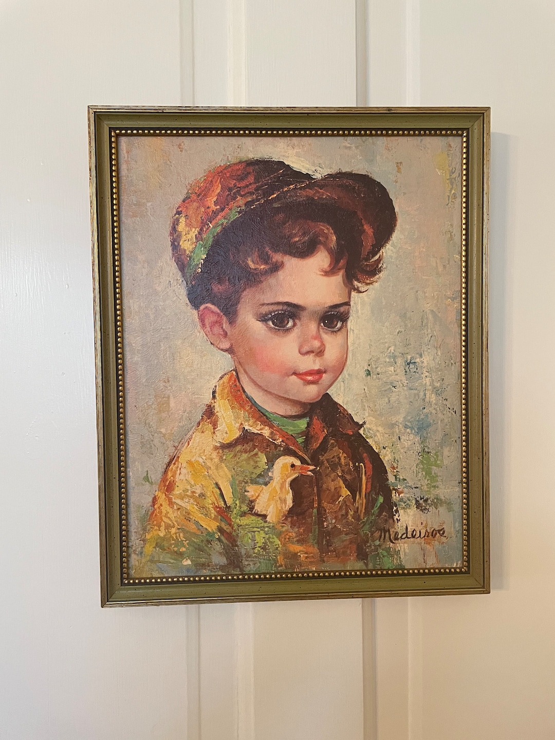Vintage Midcentury “huck Finn” by Medeiros Big Eyed Portrait Print ...