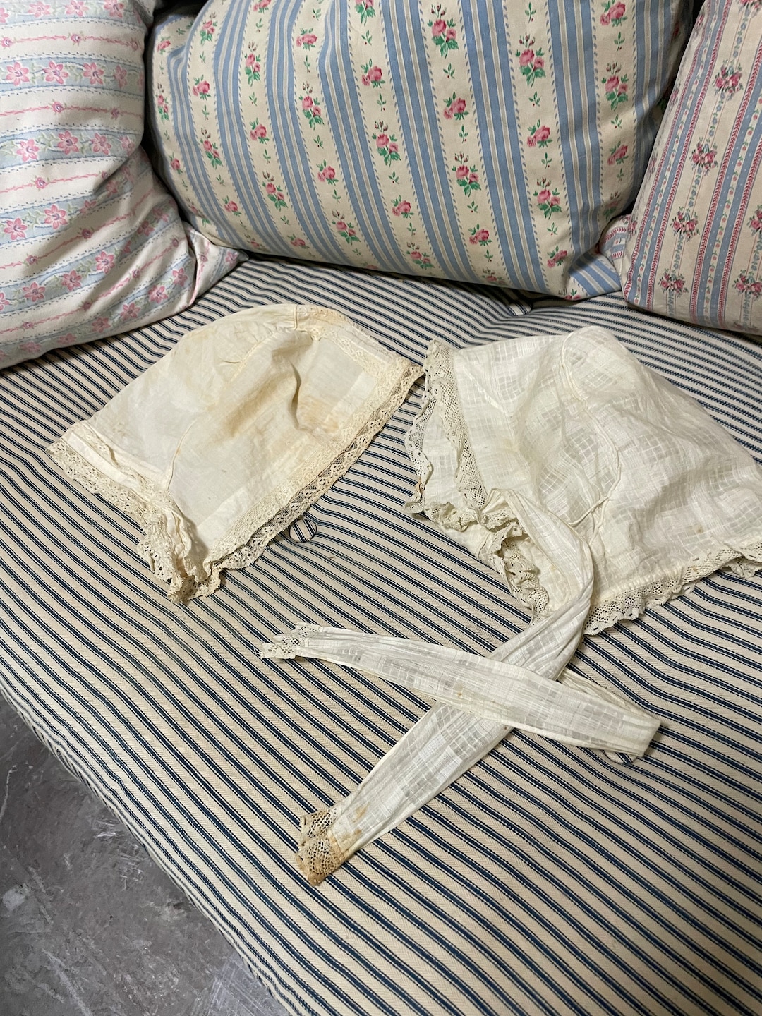 Antique Night Bonnets Sleep Caps Linen and Lace Victorian Clothing - Etsy