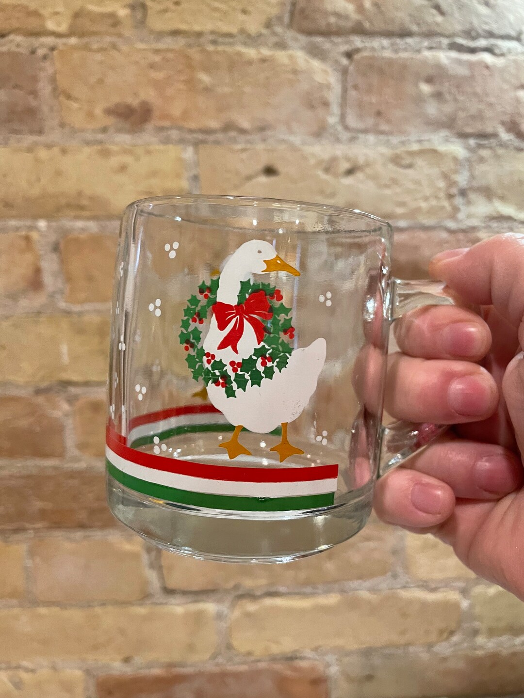Vintage Libbey Christmas Goose Mugs Glass 1980s Set of Two - Etsy