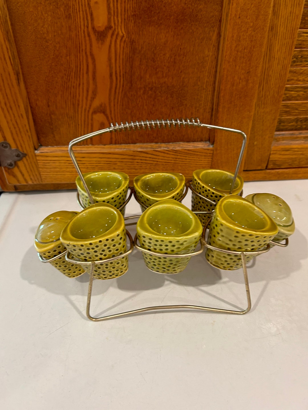 Vintage Boiled Egg Caddy 1970s Avocado Green Midcentury Modern With Metal Carrying Rack - Etsy