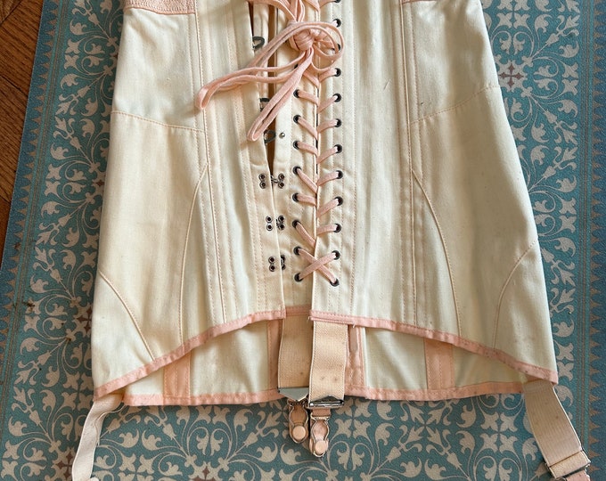 Antique Pink Corset Lace -up Girdle in Original Box - Etsy