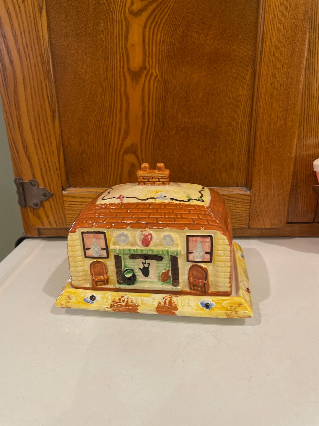 Vintage Ye Old Fireside Cottage Covered Butterdish Price Bros England ...