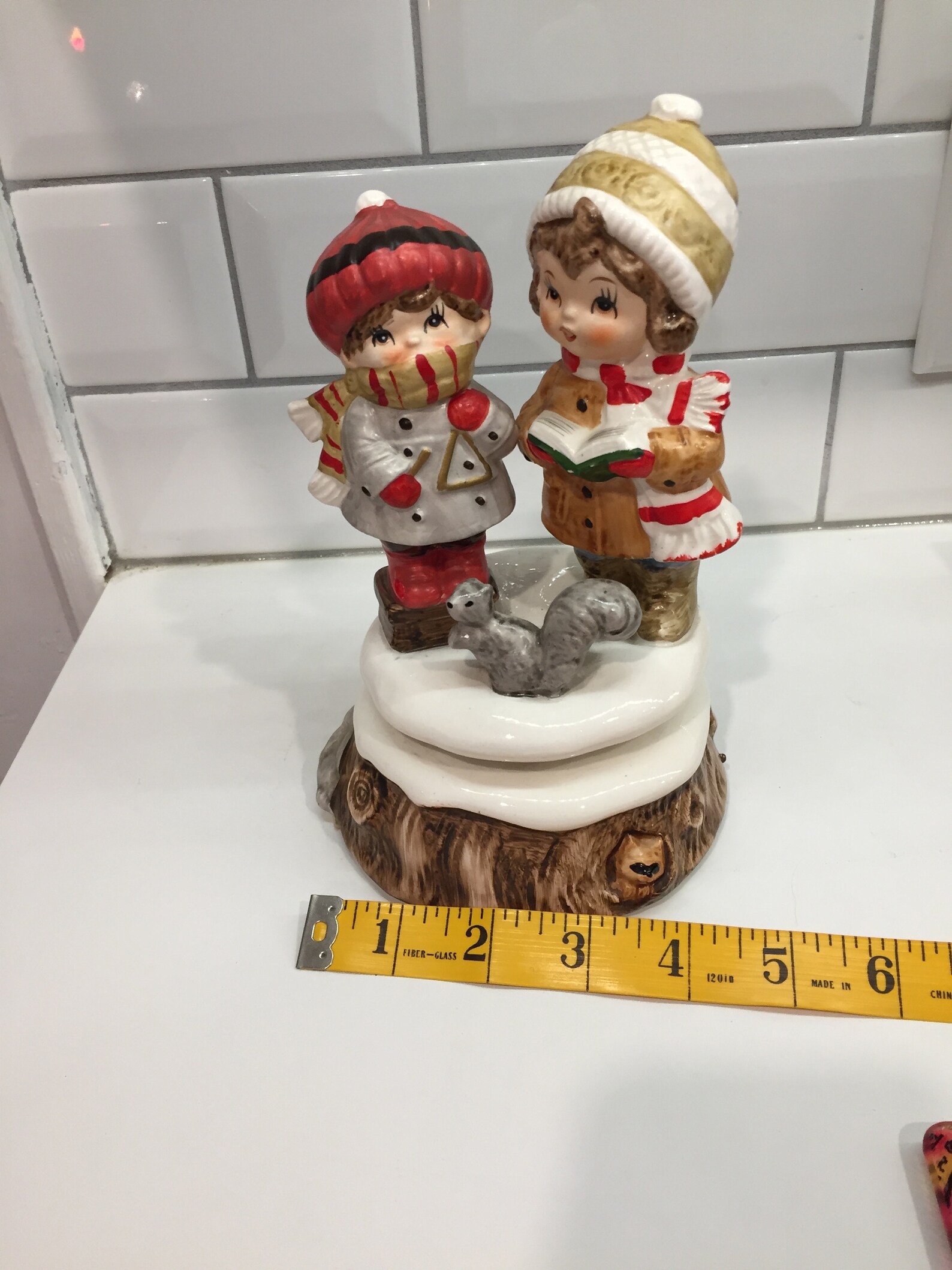 Vintage Lefton Music Box Christmas Carolers With Squirrel Vintage Plays ...