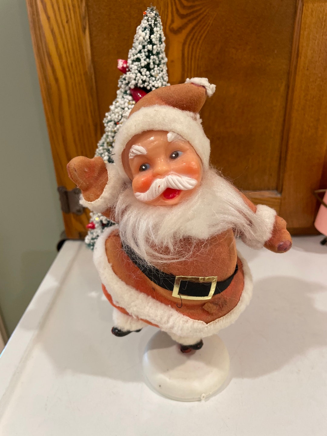 Vintage Flocked Santa Dancing Retro Kitsch Christmas - Etsy
