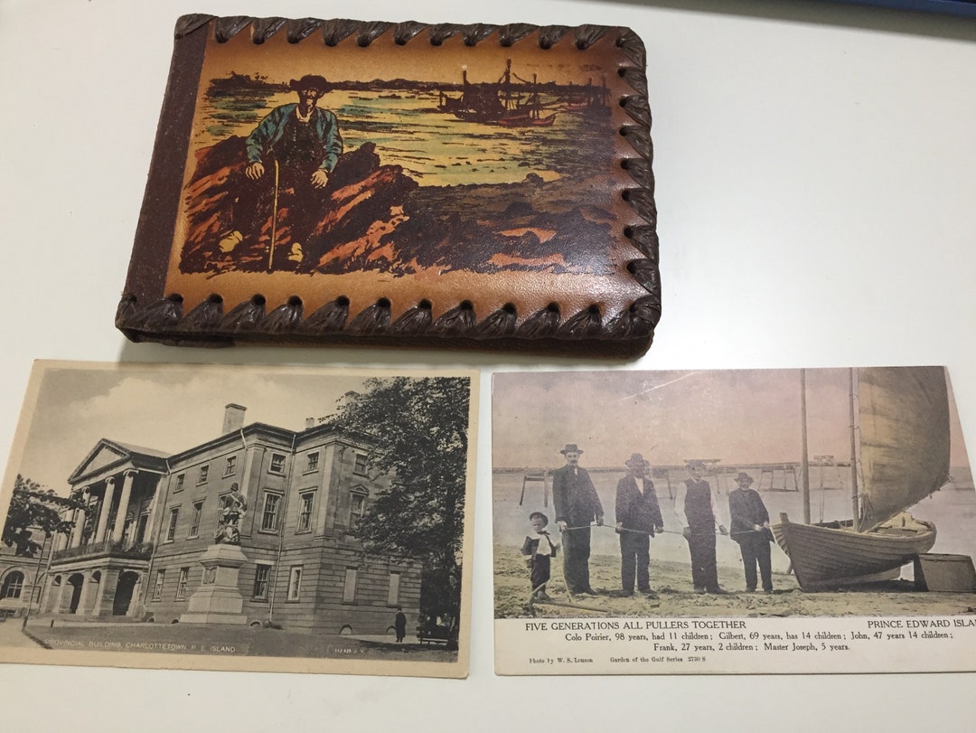 Vintage PEI Postcards and Leather Photo Album Maritime Fisherman ...