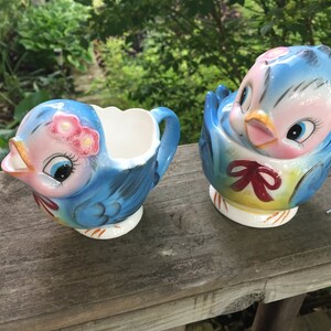 Vintage Lefton Bluebird Cream and Sugar - Etsy