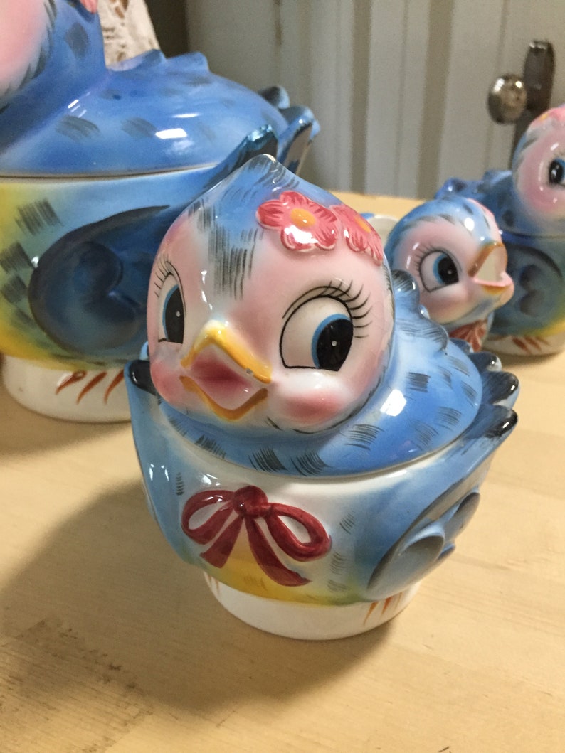 Vintage Lefton Bluebird Jam Jar - Etsy
