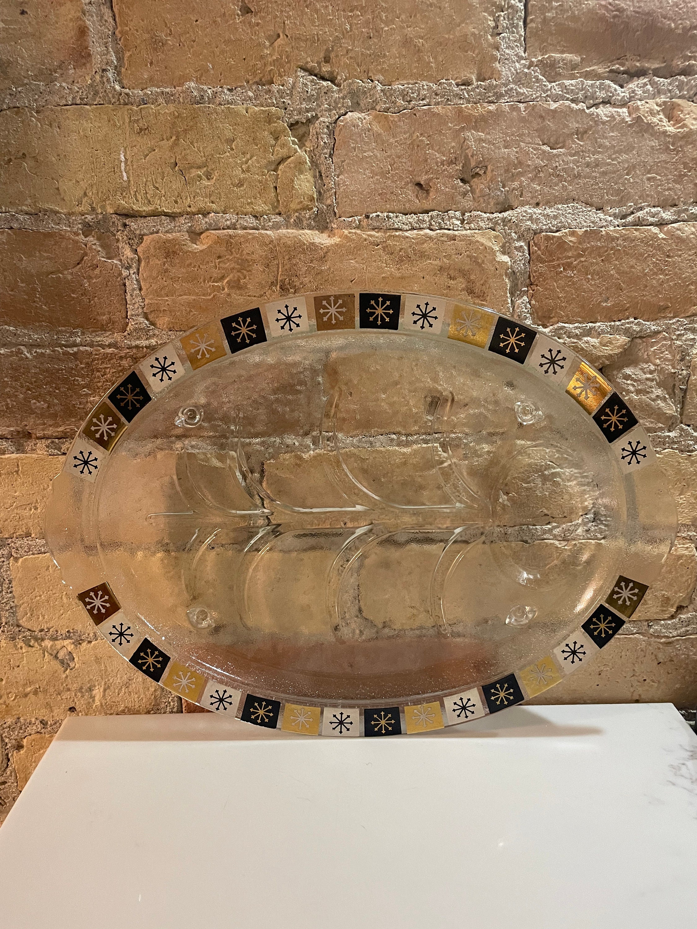 Vintage Atomic Midcentury Modern Snowflake Serving Platter Black and ...