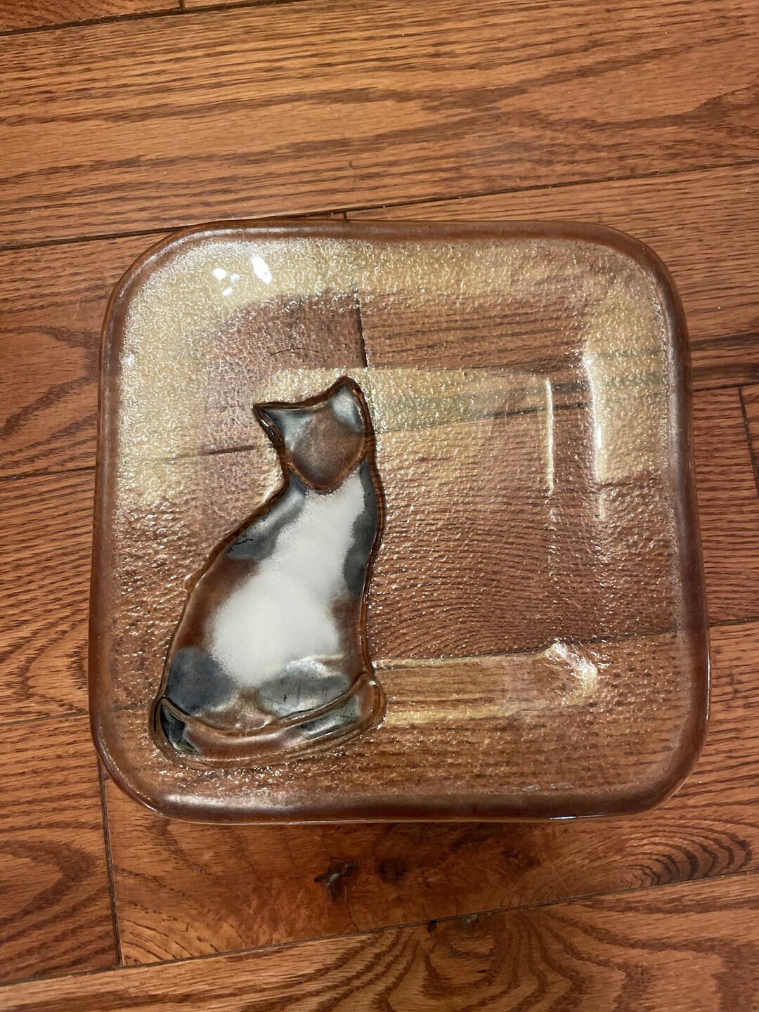 Vintage Calico Cat Plate Fused Glass Frosted - Etsy