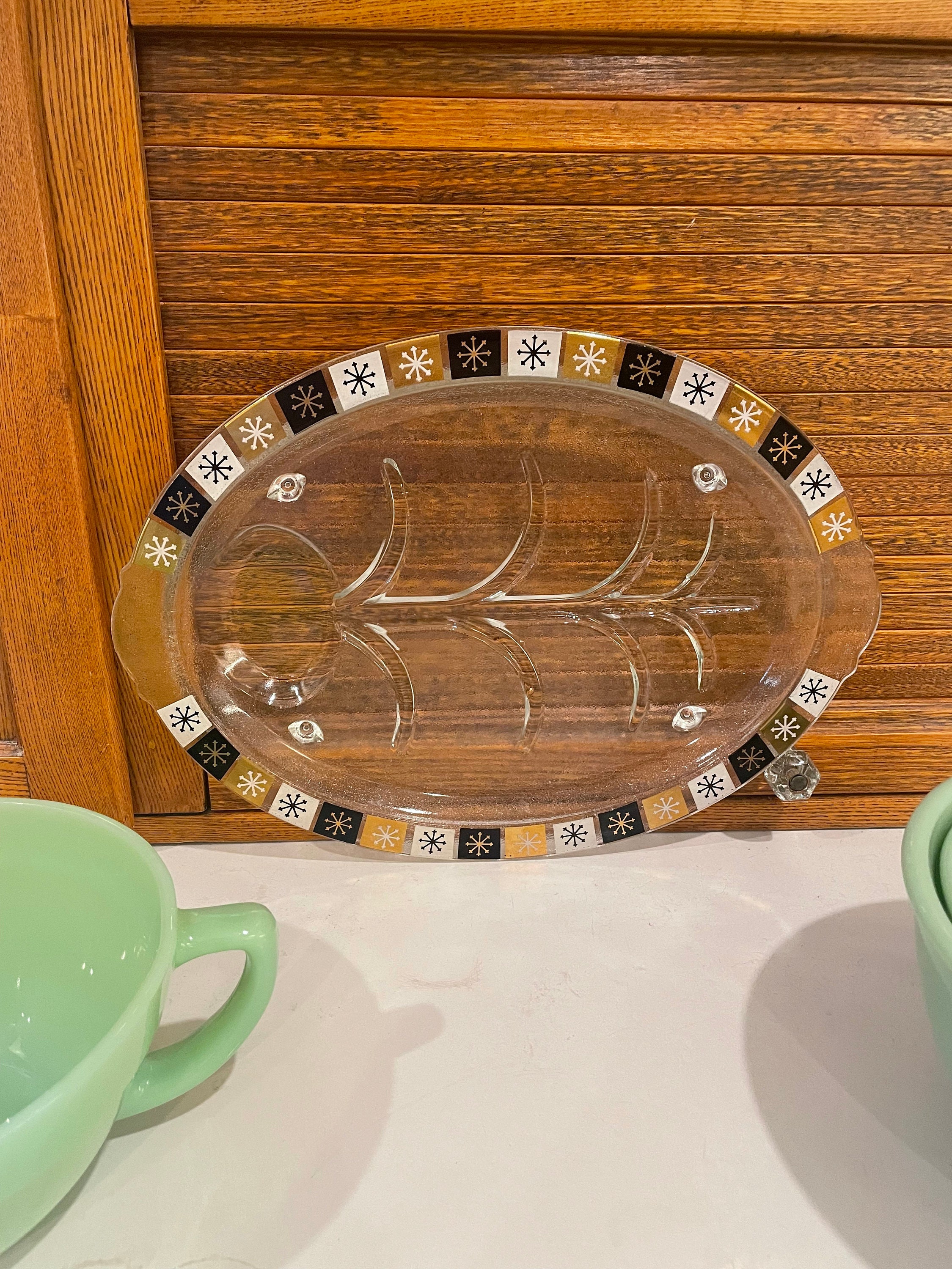 Vintage Atomic Midcentury Modern Snowflake Serving Platter Black and ...