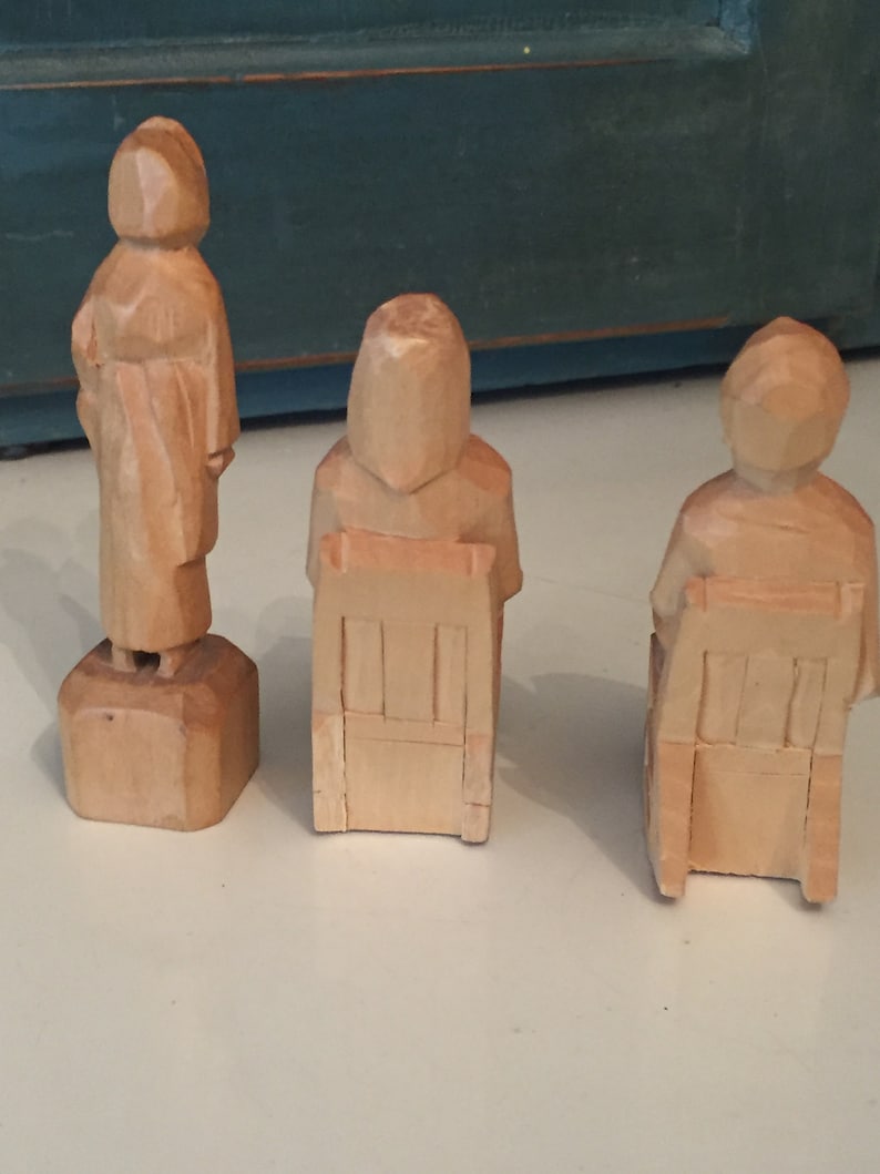 Vintage Quebec Folkart Wood Sculpture Carvings Maritime Couple ...