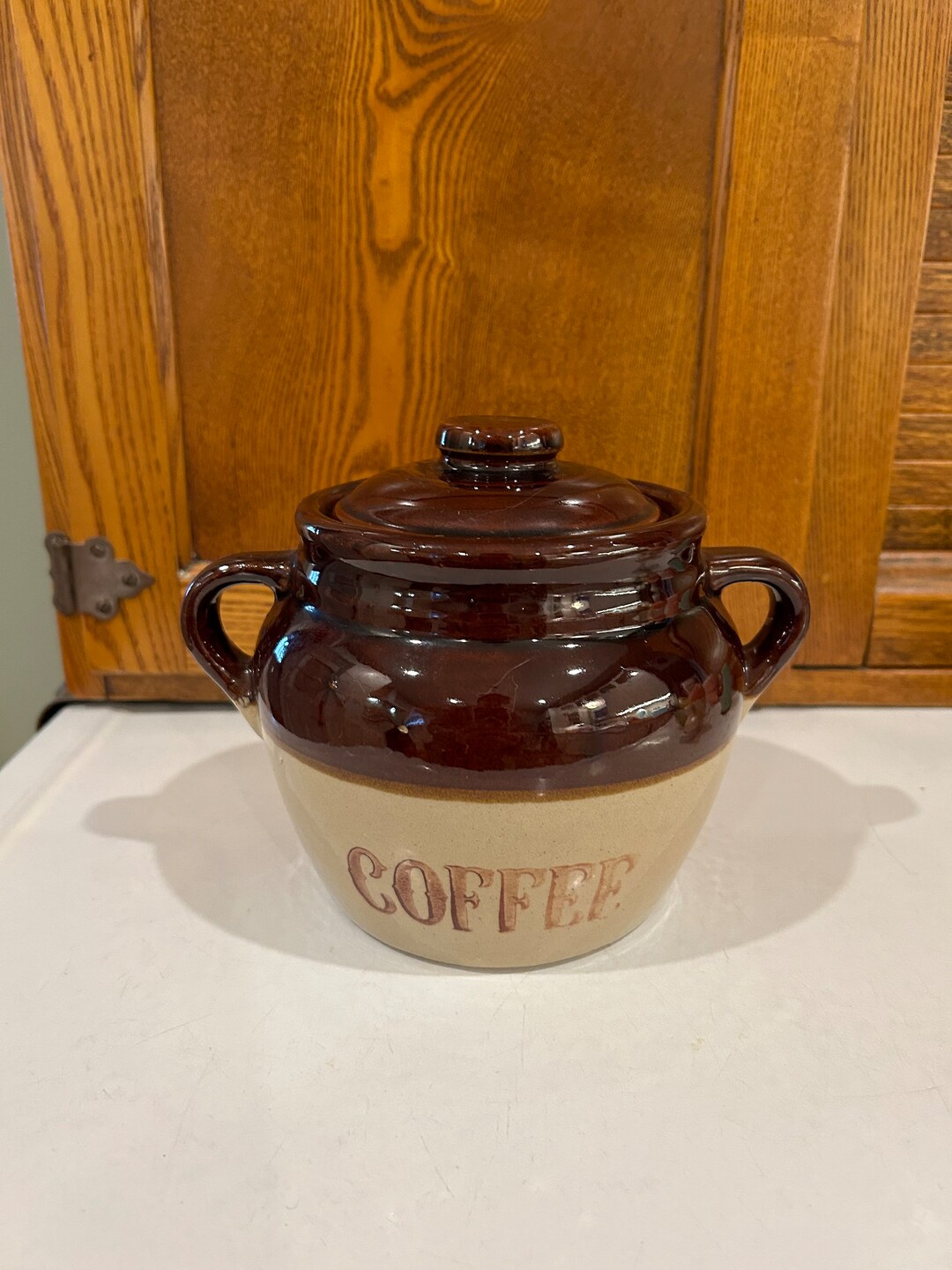 Vintage Brown Coffee Crock MCM Rustic Farmhouse Canister - Etsy