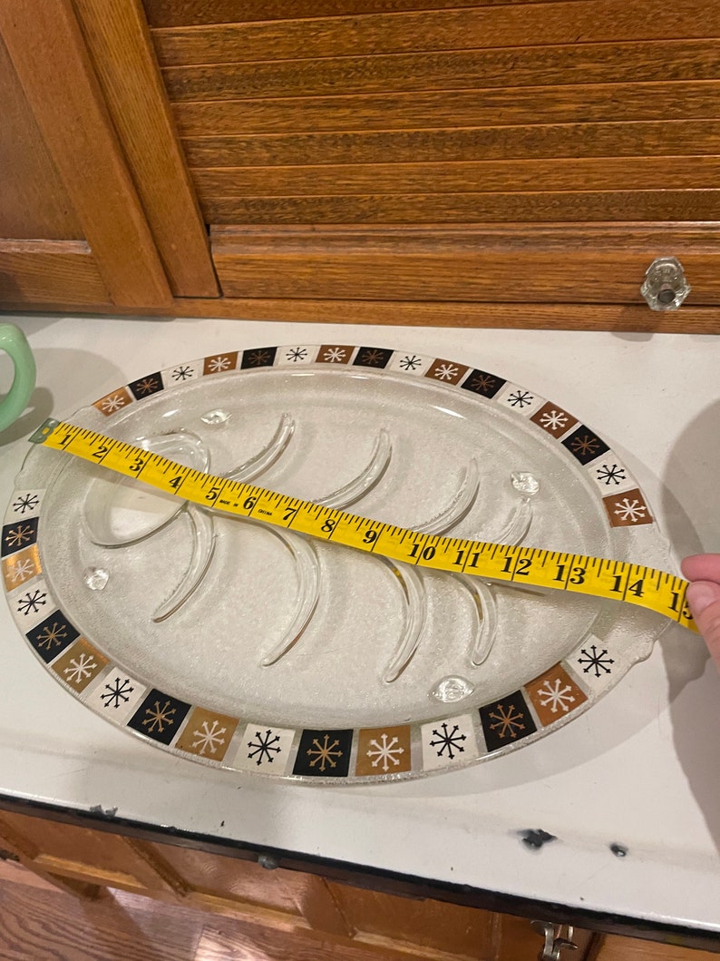 Vintage Atomic Midcentury Modern Snowflake Serving Platter Black and ...