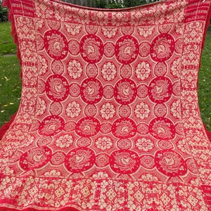 Antique Woven Wool Blanket Colonial Era Morning Glory Primitive ...