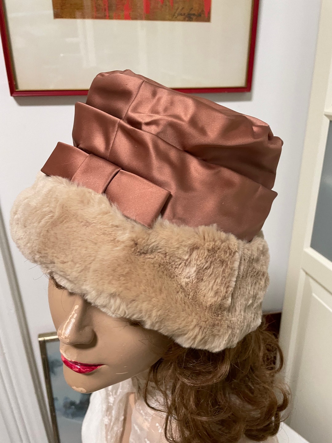 Vintage Fur and Satin Hat Cloche Size Small /medium Spencer - Etsy
