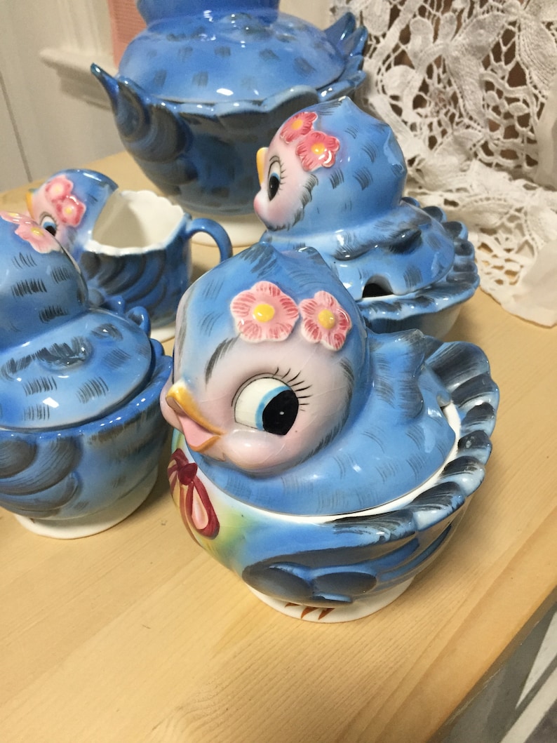 Vintage Lefton Bluebird Jam Jar - Etsy