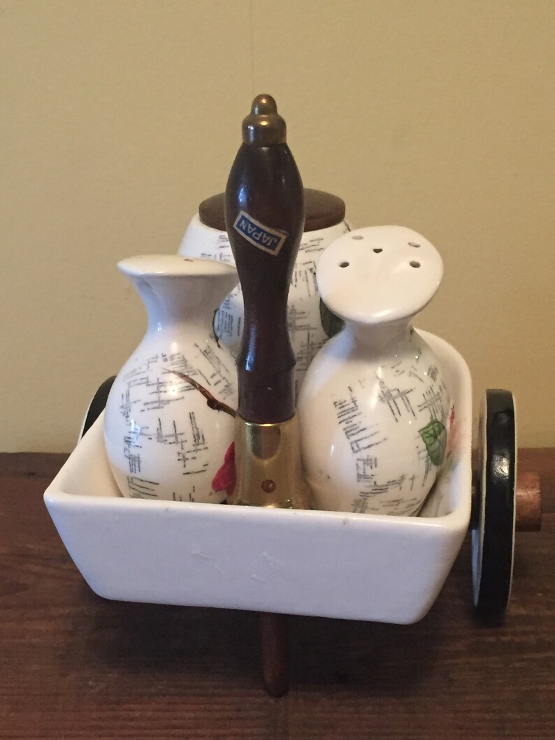 Vintage Napco Japan Ceramic Cruet Set Condiments Cart Salt and | Etsy