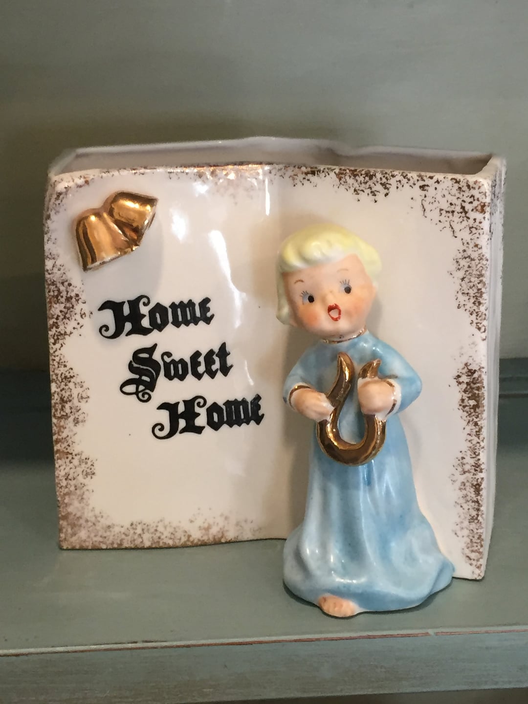 Lefton Planter Home Sweet Home Lefton Girl Figurine New House Warming ...