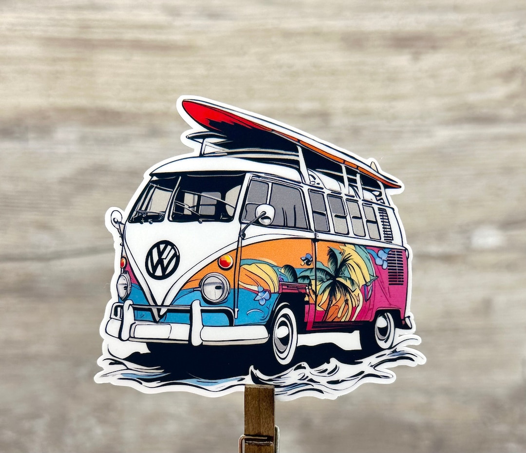 Volkswagen Bus Surfing Sticker Handmade Die Cut Waterproof UV - Etsy