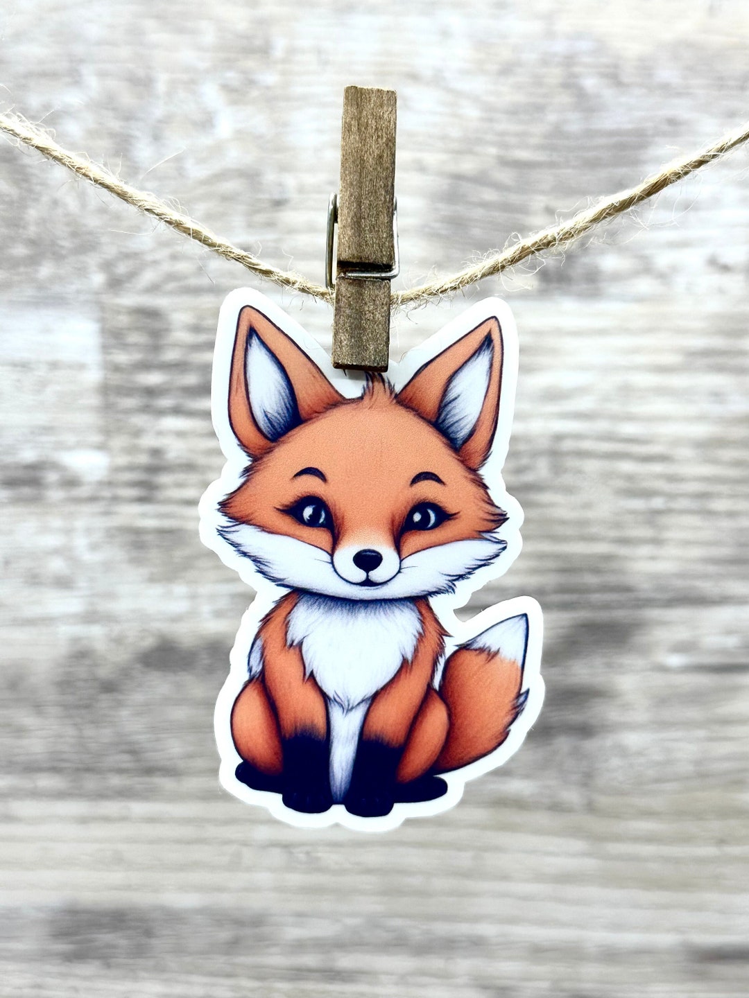 Cute Happy Fox Sticker Handmade Die Cut Waterproof UV Resistant ...