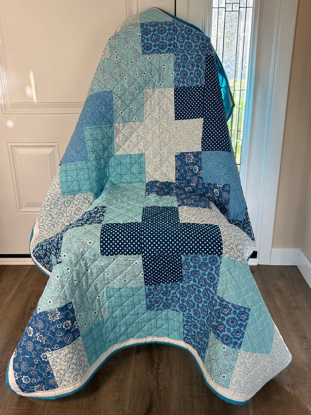Blues and White Plus Sign Quilt*, Lap Quilt*, Small Quilt* - Etsy