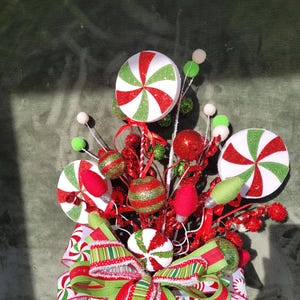 Candy Christmas Tree Topper Bow W/ Streamers, Red & Green Holiday Decor ...