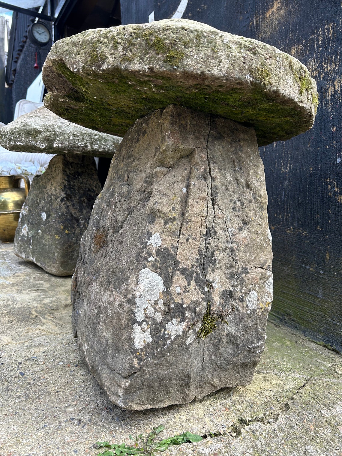 Pair of Antique Saddle Stone Architecural Mushrooms Garden Features ...