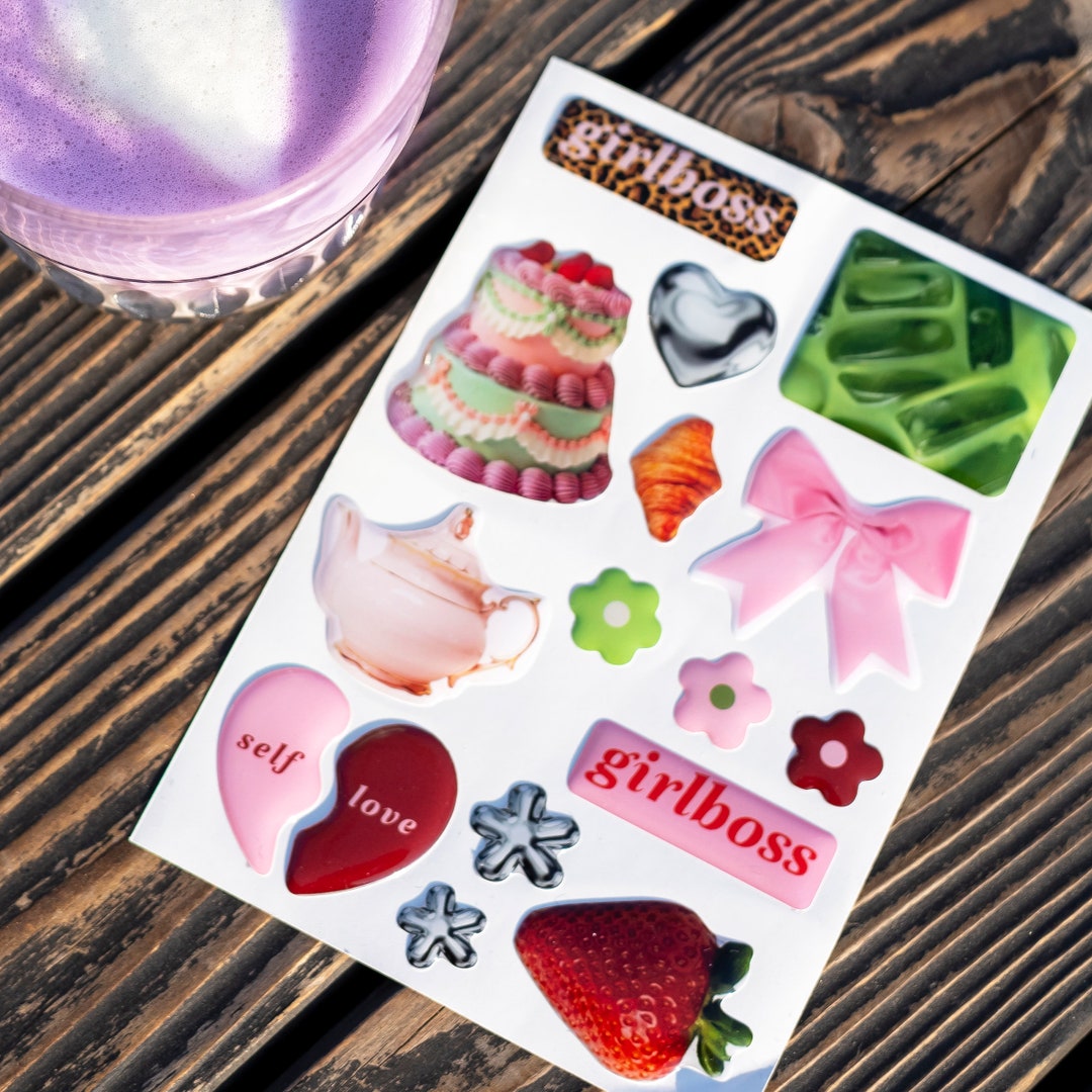 Sticker Girlboss Pink Bows Animal Print Leopard 3d Puffy Stickers ...