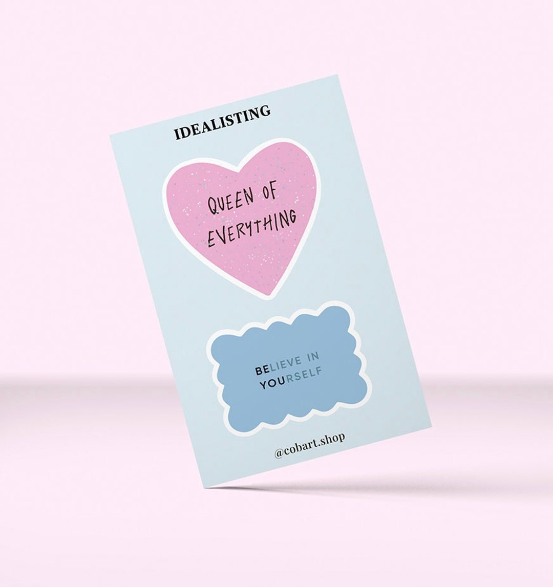 3D Stickers Motivational Quote Stickers Sparkling Heart Pastel ...