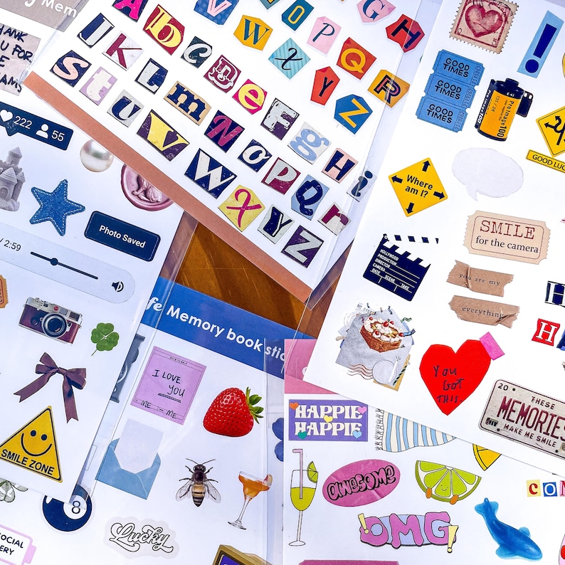 5 Sheets of Scrapbook Stickers for Journaling and Albums - Etsy