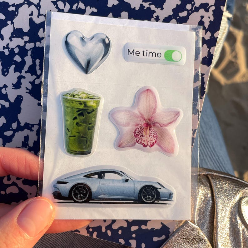 3D Puffy Stickers: Me Time, Matcha, Car, Orchid, Heart - Etsy