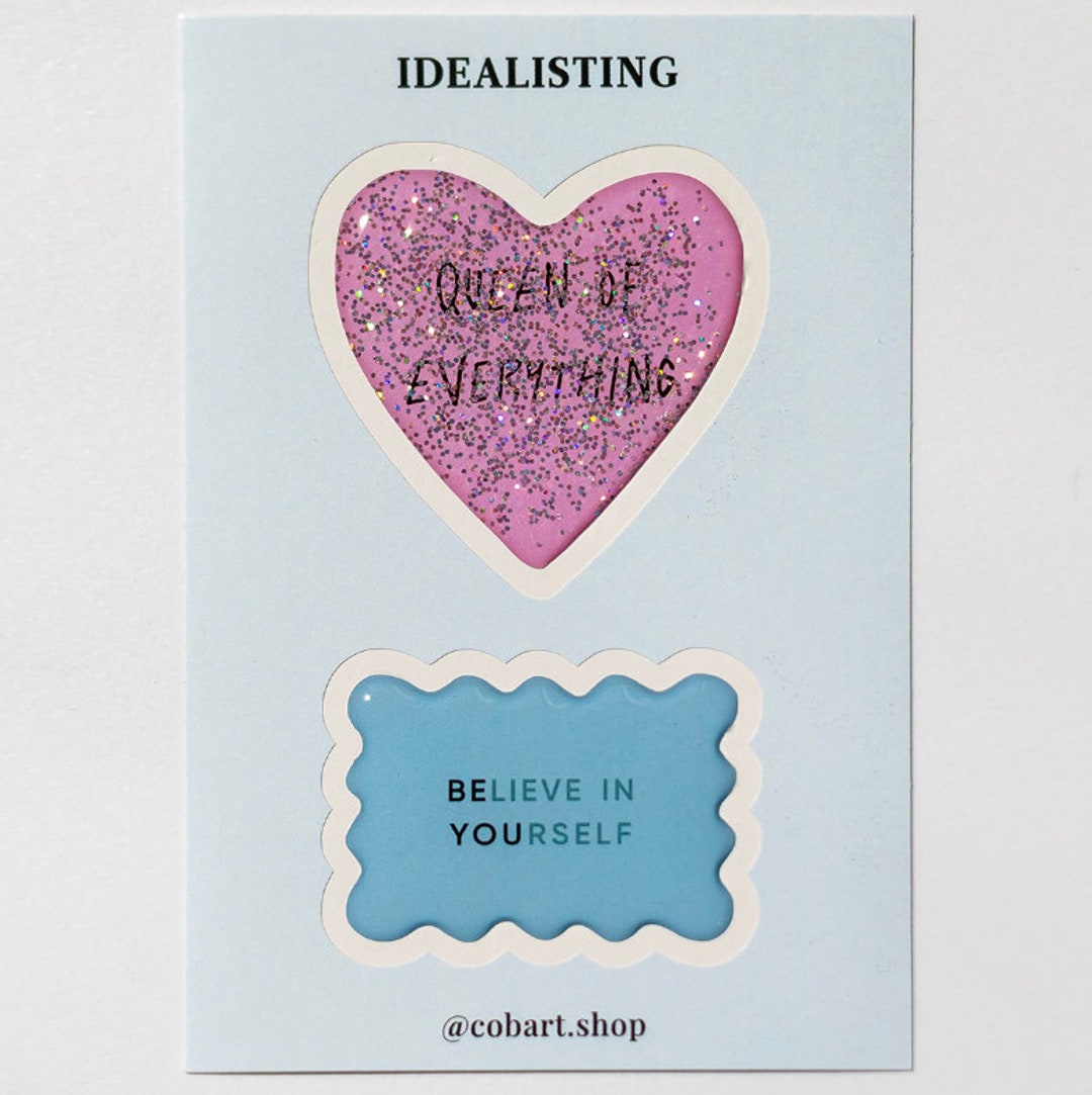 Stickers 3D Motivational Quote Stickers Sparkling Heart Pastel ...