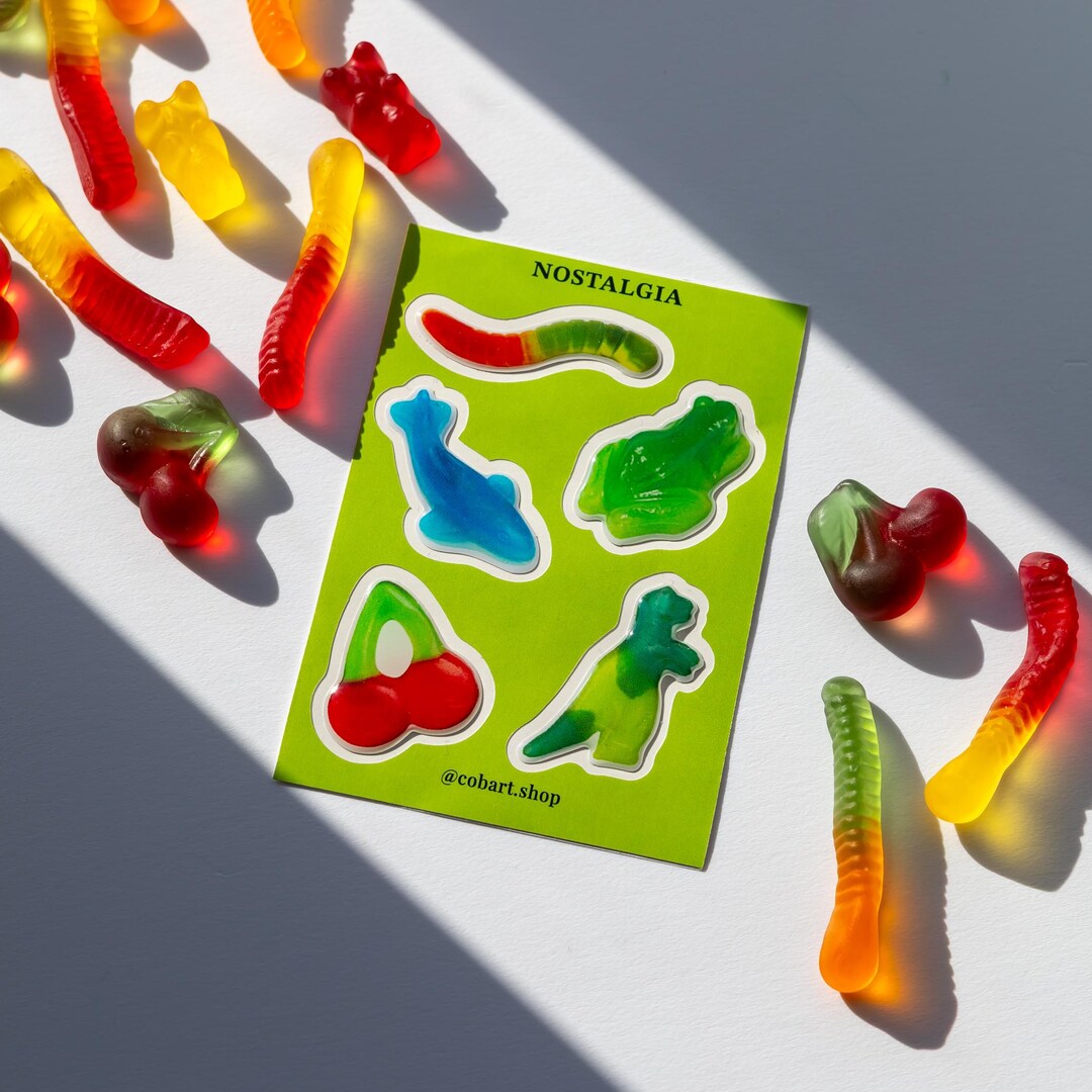 3D Stickers Gummy Worms Aesthetic Puffy Sticker Sheet – Cute Epoxy ...