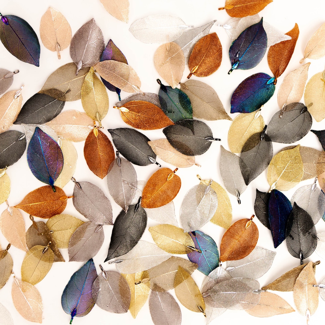 Metallic Filigree Leaf Beads: Silver, Gold, Rose Gold Charms (10-pack ...