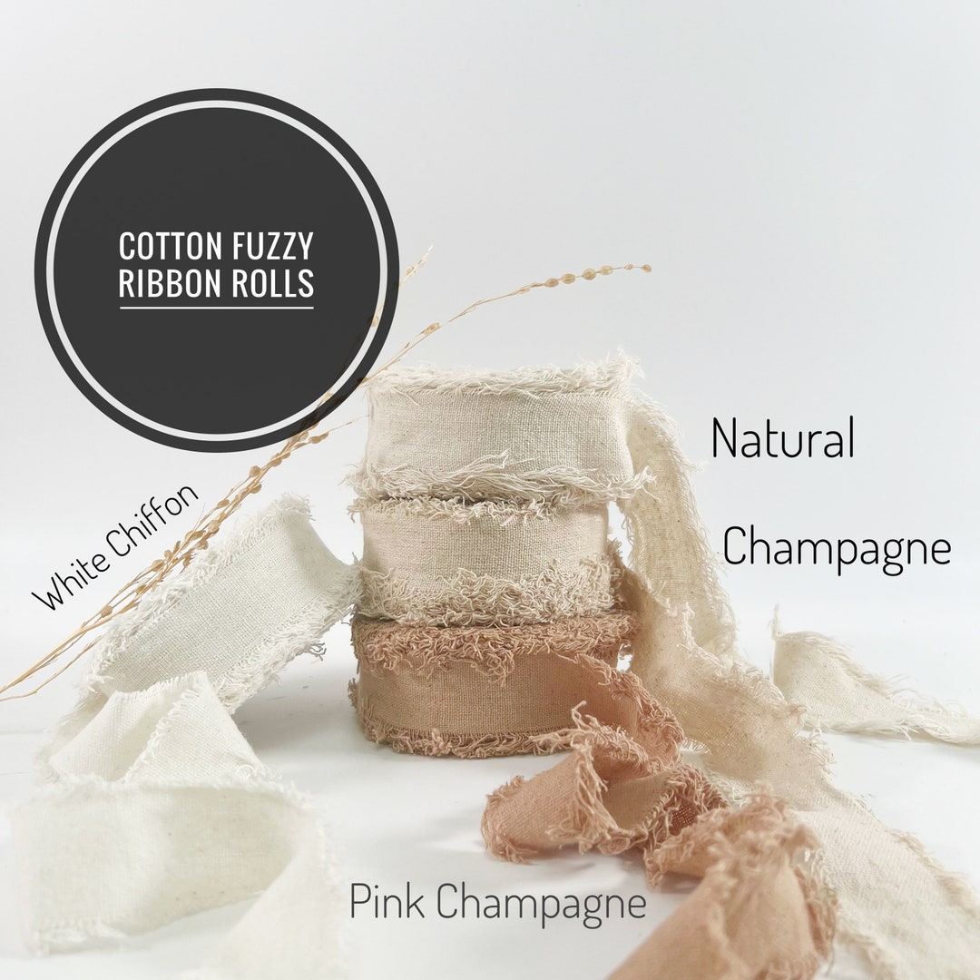 Cotton Fuzzy Ribbon Rolls / 1.5 Cotton Frizzy Ribbon / Frayed Edge ...