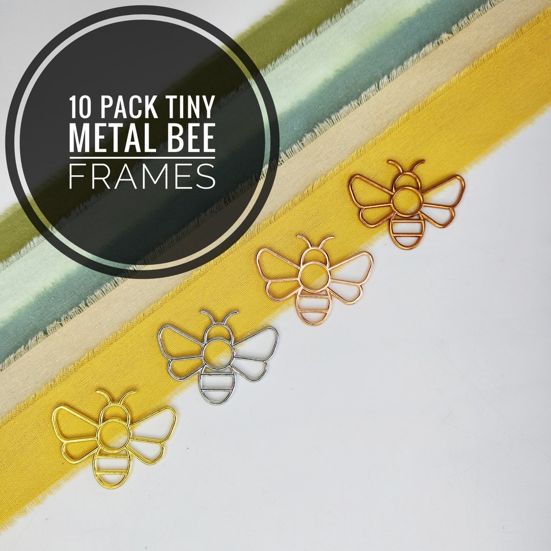 Tiny Metal Bee Frames / Bee Charms / Mini Crescent Bumble Frame ...