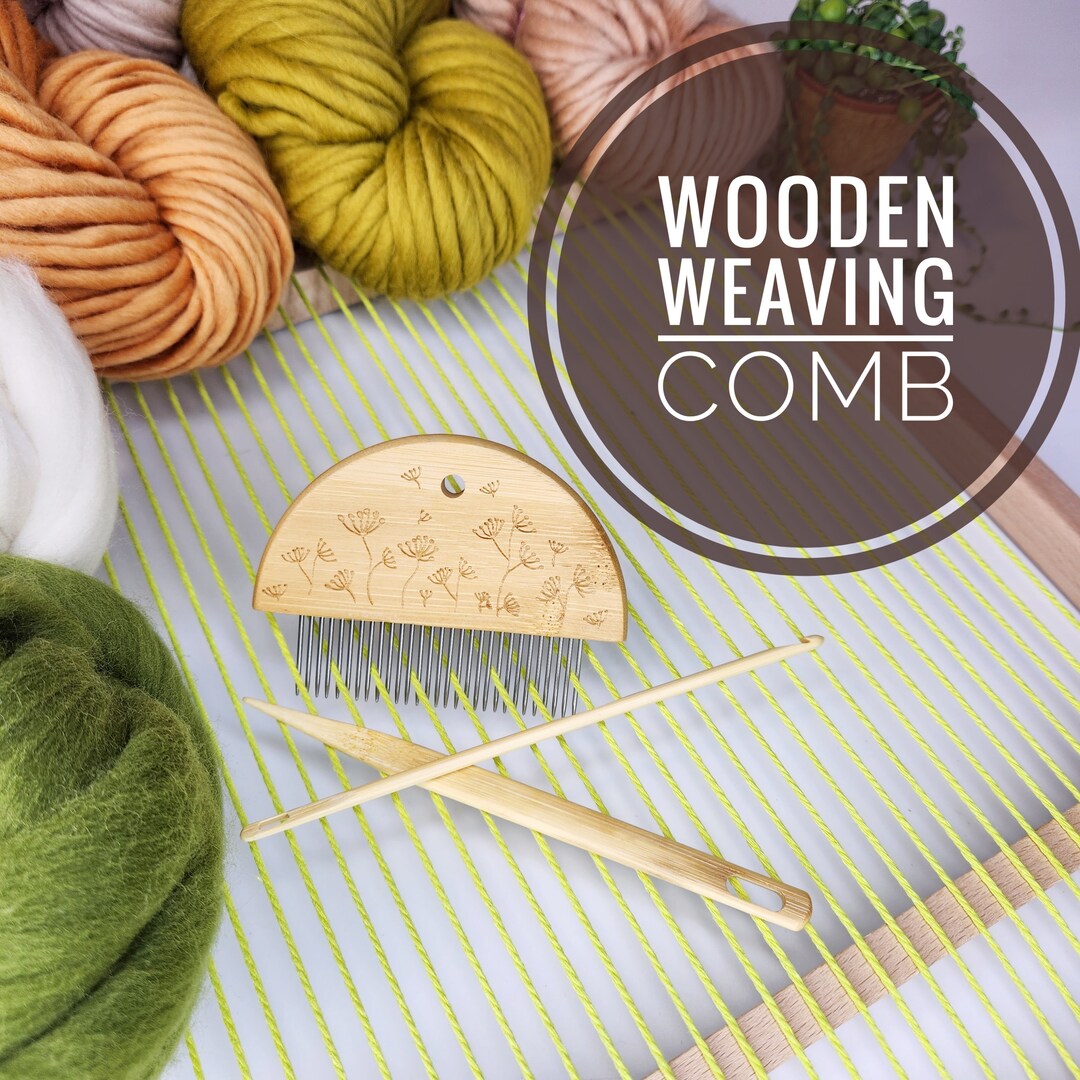 Bamboo Weaving Comb Set: Metal Toothed Comb, Crochet Hook & Tapestry ...