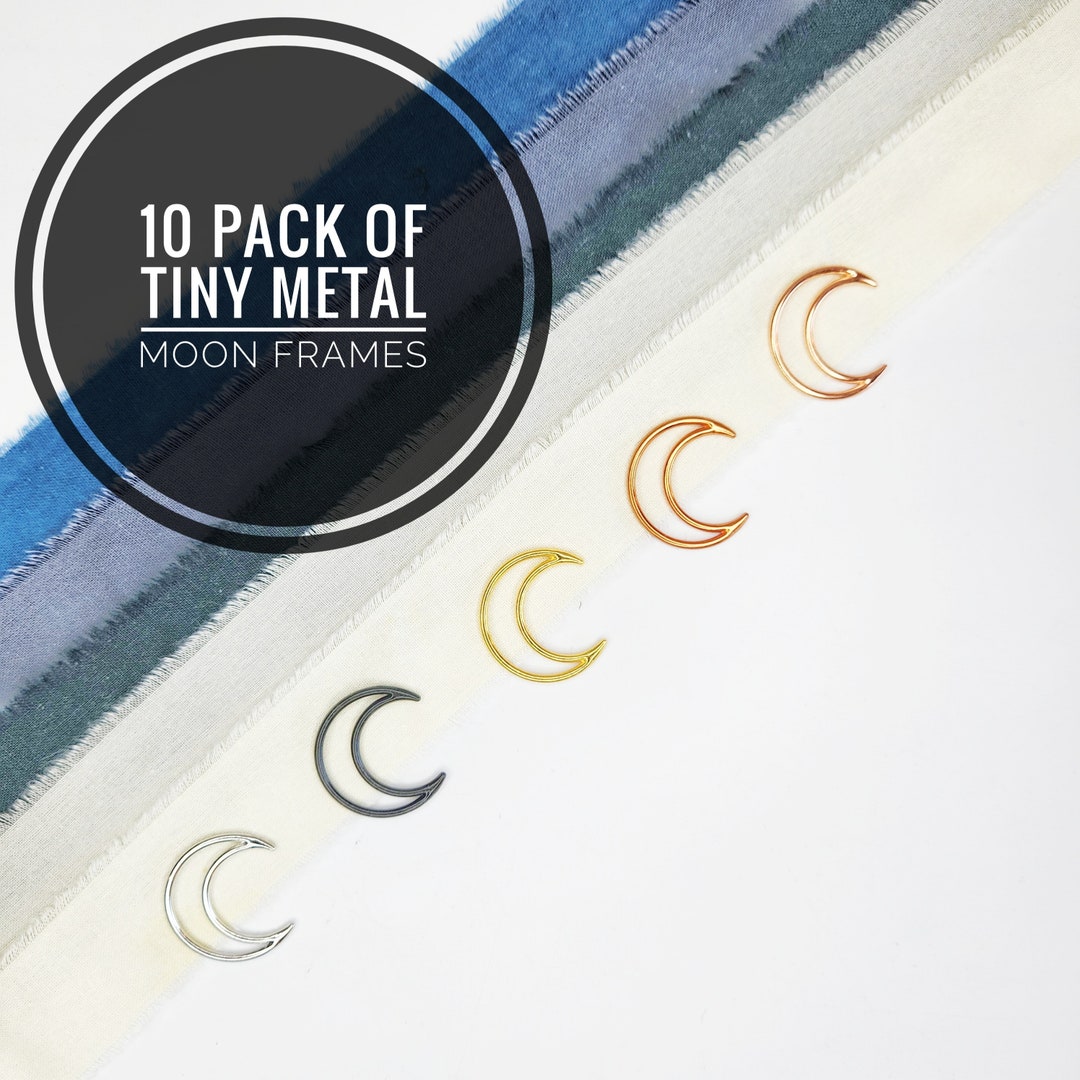 Ten-pack of Tiny Metal Moon Frames / Boho Moon Charms / Mini Crescent ...