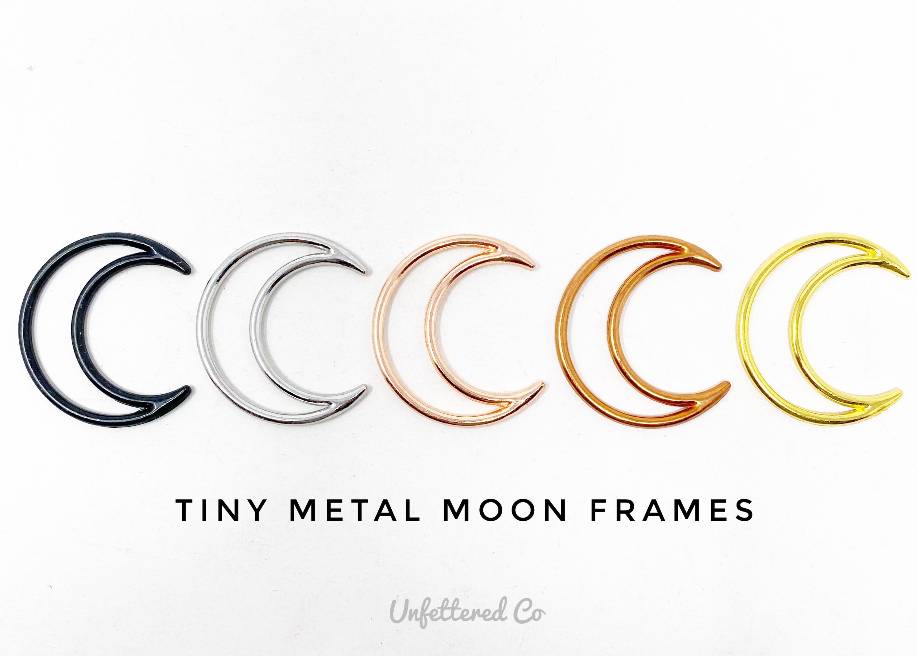 Ten-pack of Tiny Metal Moon Frames / Boho Moon Charms / Mini - Etsy