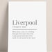 Liverpool Definition Print Definition Print for a | Etsy UK