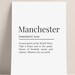 Manchester Definition Print Definition Wall Print for | Etsy UK