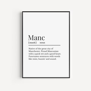Manchester Definition Print, Manc Definition Print, Manchester Slang ...
