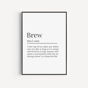 Brew Word Definition, Northern Humour Wall Print, Gift for a Tea-lover ...