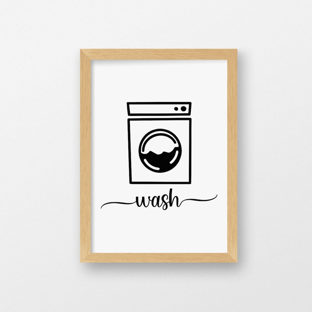 Wash Laundry Print in Bold Black Washing Machine Print for - Etsy