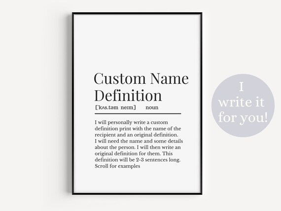 Custom Definition Print Personalised Name Definition Print - Etsy