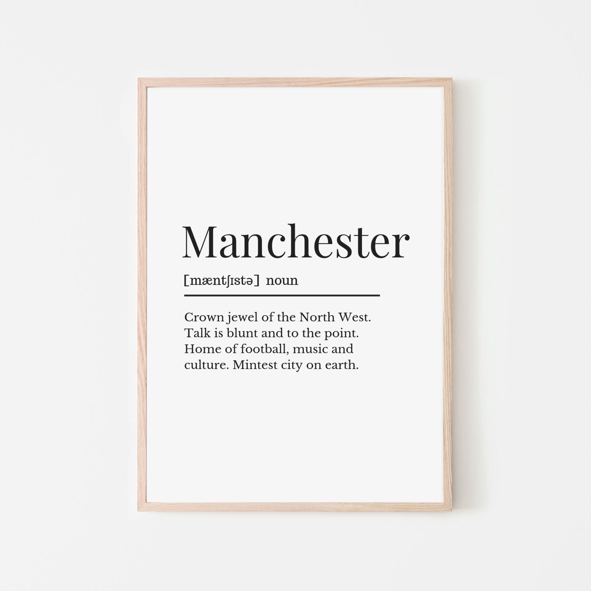 Manchester Definition Print Definition Wall Print for | Etsy UK