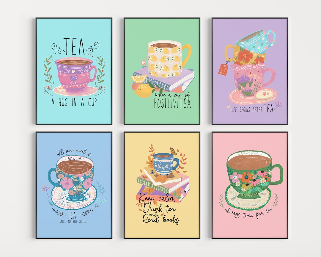 Cup of Tea Wall Prints, Tea Cup Wall Prints for Kitchen, Tea Lover ...