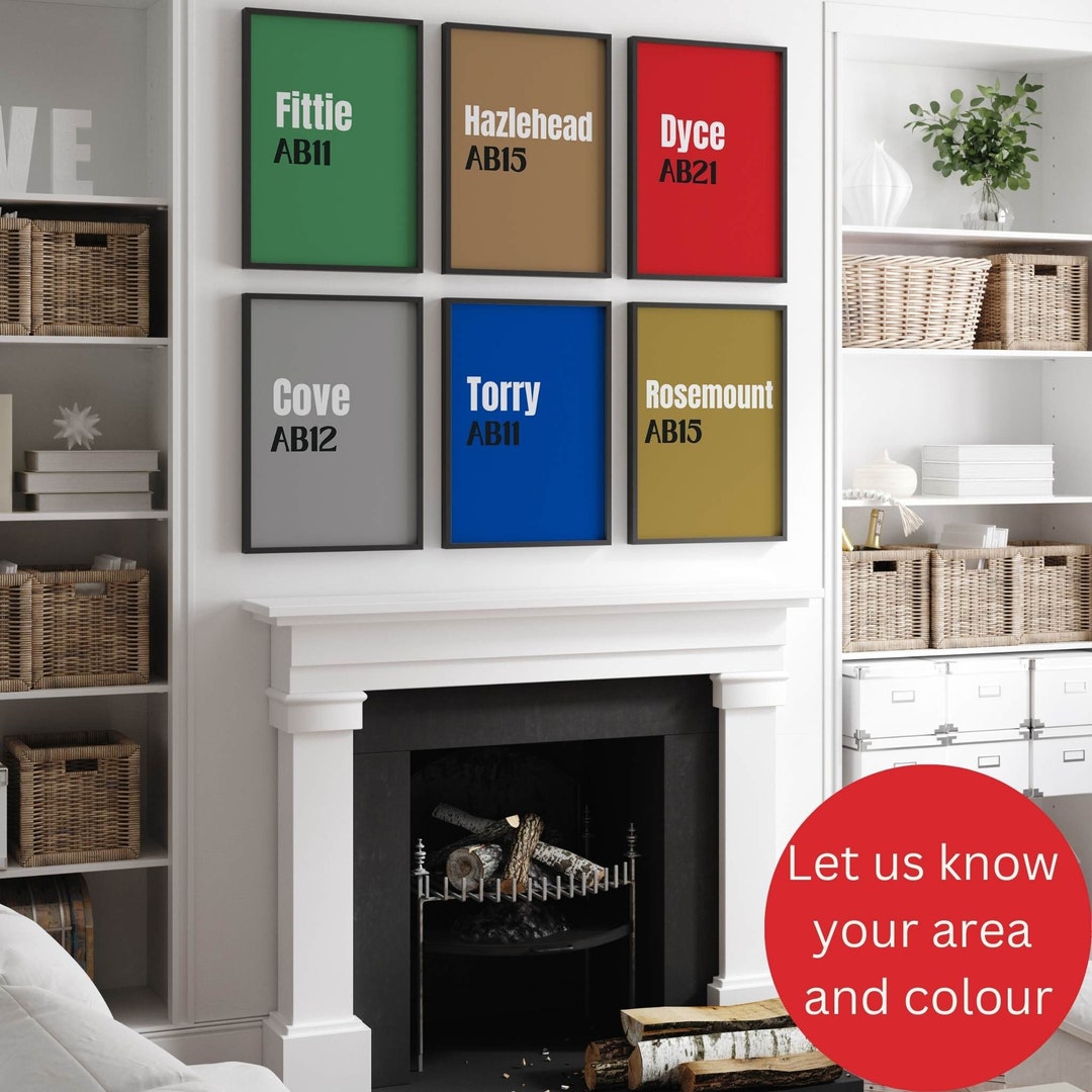 Aberdeen Prints, Aberdeen Postcodes Wall Print, Aberdeen Gifts, Wall ...