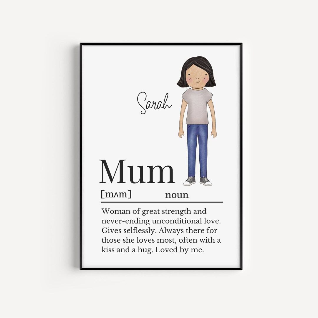 Personalised Mum Wall Print, Custom Mother Definition Print, Mother's ...